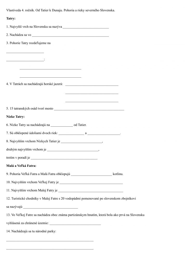 Vlastiveda 4. ročník ZŠ – Bocianie hniezdo