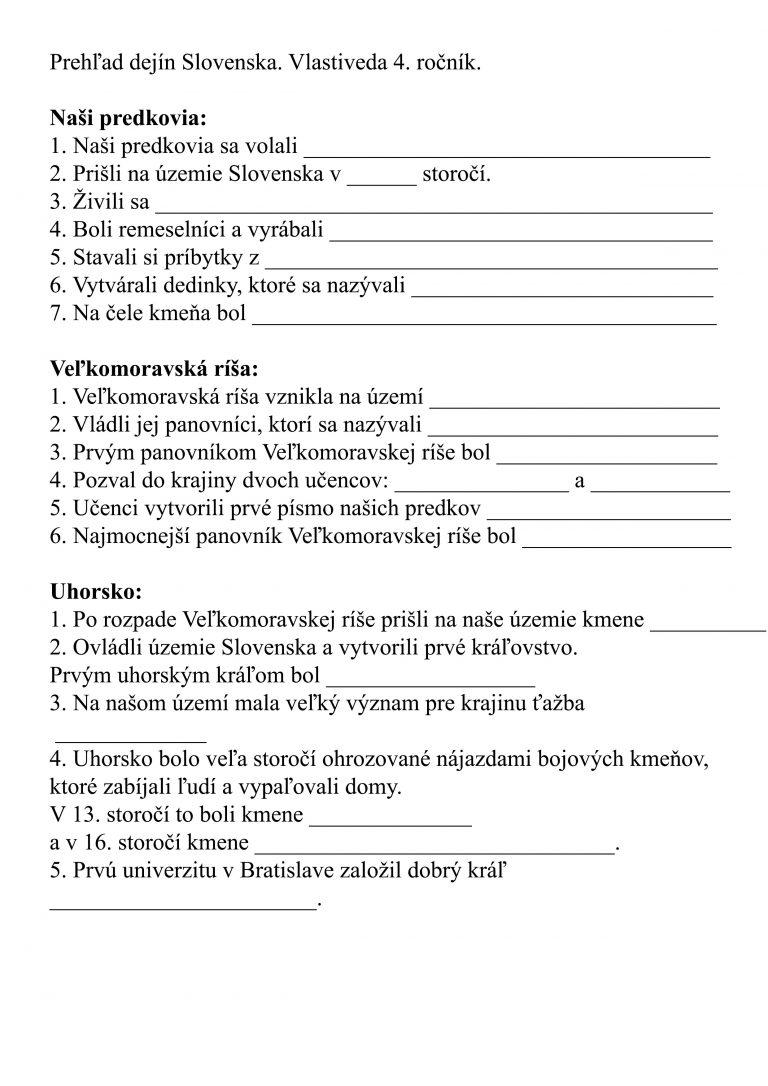 Vlastiveda 4. ročník ZŠ – Bocianie hniezdo