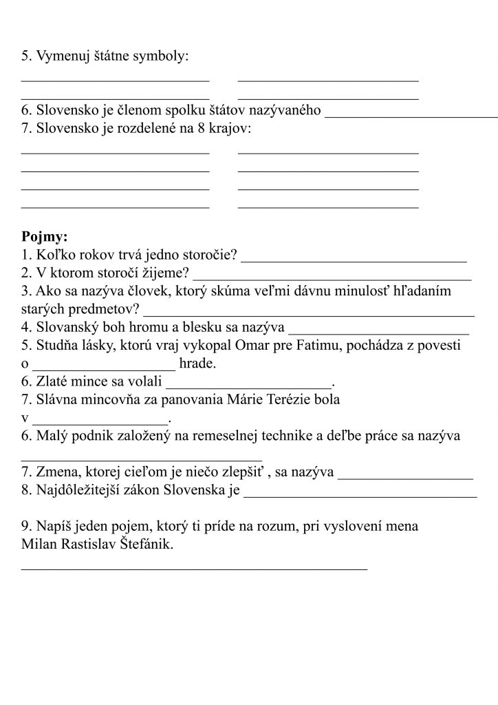 Vlastiveda 4. ročník ZŠ – Bocianie hniezdo